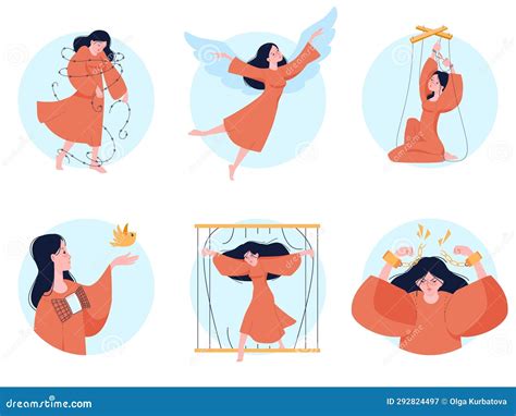 Freedom Concept Scenes Pretty Girl In Light Dress Released Woman