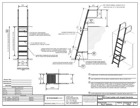 7033 Rl21 Series Mini Fixed Ladder With Angled Handrails Pdf Ladder
