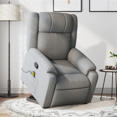 Vidaxl Stand Up Massage Recliner Chair Light Gray Fabric 1 Harris Teeter