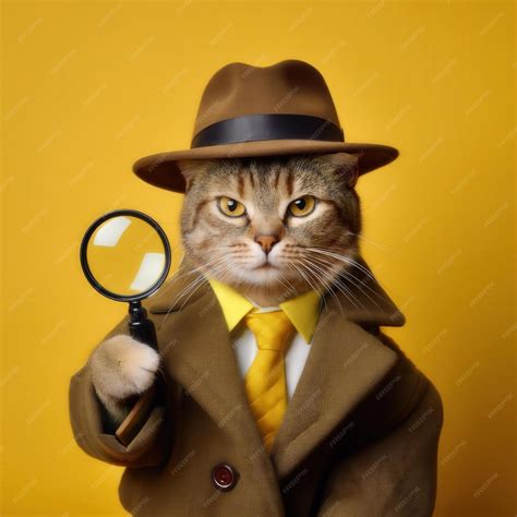 Sleuthing Cats In Detective Coats Premium Ai Generated Image