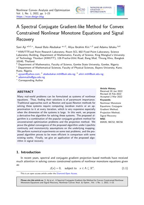 Pdf A Spectral Conjugate Gradient Like Method For Convex Constrained