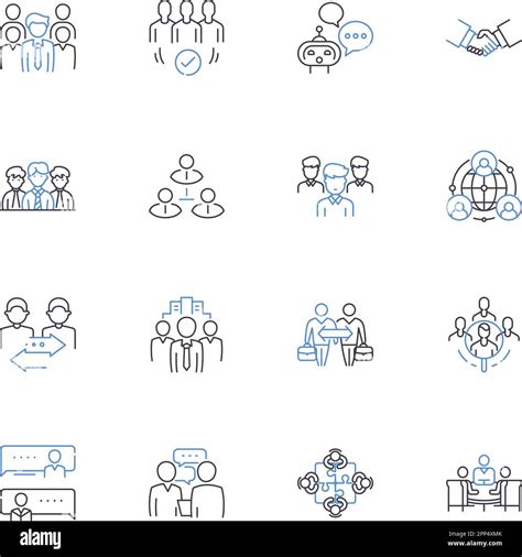 Integration Line Icons Collection Consolidation Fusion Merge