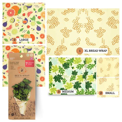 Bees Wrap Beeswax Wraps Tsf6 For Food Assorted 7 Pack 2s 2m 2l