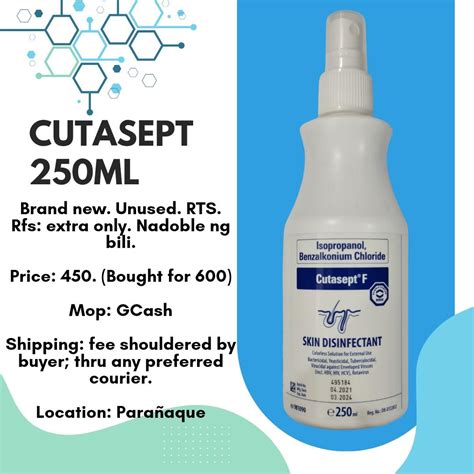 Cutasept 250ml Beauty And Personal Care Sanitary Hygiene On Carousell