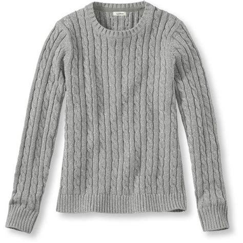 Llbean Double L Cotton Sweater Cable Crewneck Marled