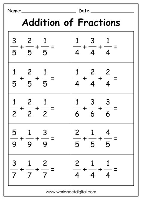 Fraction Addition 3 Worksheets 99worksheets 46 Off