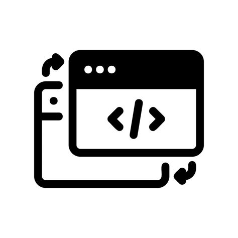 Solid Black Browser Window Icon Displaying Html Source Code Bracket