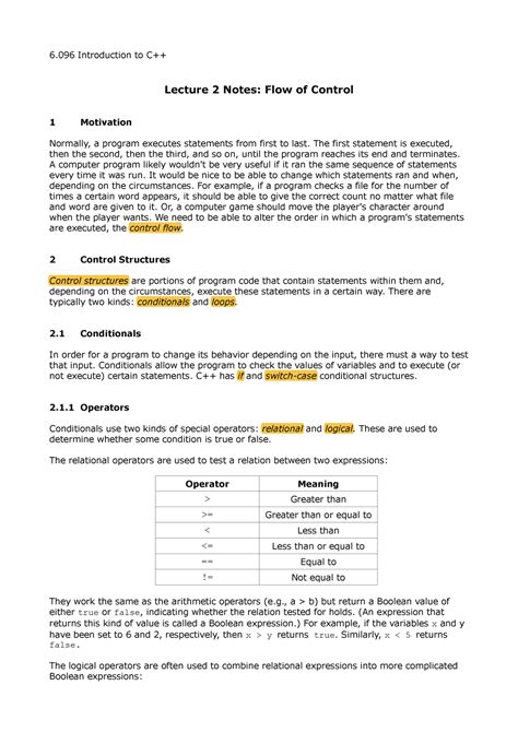 Lecture 2 Notes Flow Of Control 6 Introduction To Massachusetts Institute Of Technology