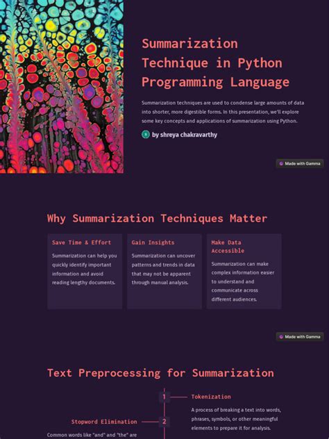 Summarization Technique In Python Programming Language Pdf