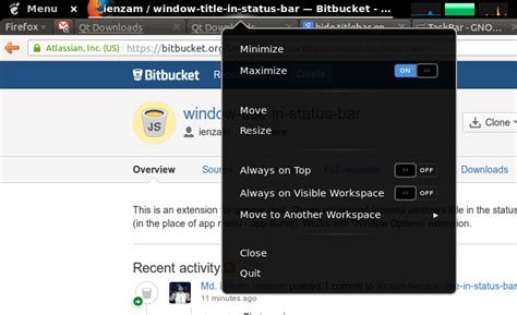 Review Window Title In Status Bar Version Gnome Shell Extensions