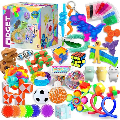 Stashables 51 Pcs Fidget Toys Pack Popits Fidgets Set
