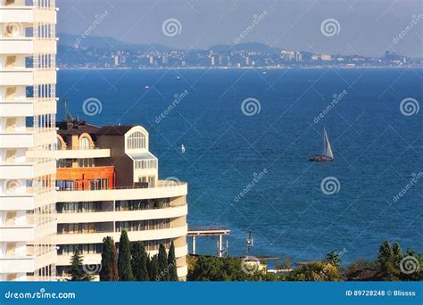 Beautiful Scenic Summer Landscape Of The Black Sea Coast In Sochi City