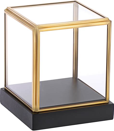 Hipiwe Glass Display Case For Collectibles Vintage Gold Display Box