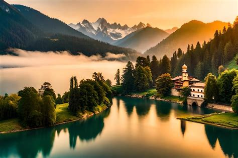 Premium Ai Image Awesome View River Sky