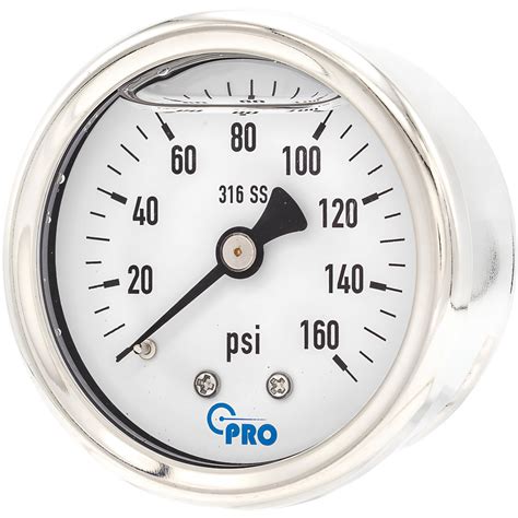 Esp Pro Pressure Gauge 2 Dial Dia 0 To 160 Psi 14 Npt Back Mount Msc Direct