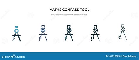 Maths Compass Tool Icon In Different Style Vector Illustration Two Colored And Black Maths