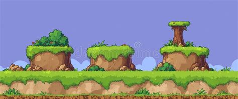 2d Game Background With Dirt Paths And Grassy Mounds For Platformers 2d