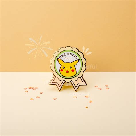 Meme Pikachu Enamel Pin One Brain Cell Enamel Pin Cute Pikachu Pokemon Pins Togepi Pichu