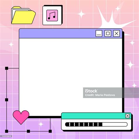 Y2k 스타일의 Pc 창 밝은 색상의 오래된 컴퓨터의 복고풍 인터페이스 카피스페이스 템플릿 복고풍 파와 증기파 밀레니엄에 대한 스톡 벡터 아트 및 기타 이미지 Istock