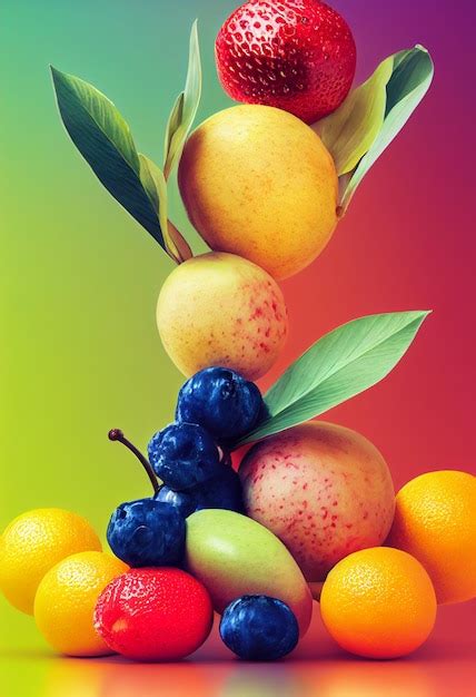 Premium Photo Falling Fruit Composition Background Apples Oranges And