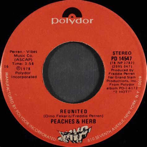 Peaches And Herb Reunited Vinyl 16 Goldisc Pressing 7 45 Rpm Stereo 1979 R3051008