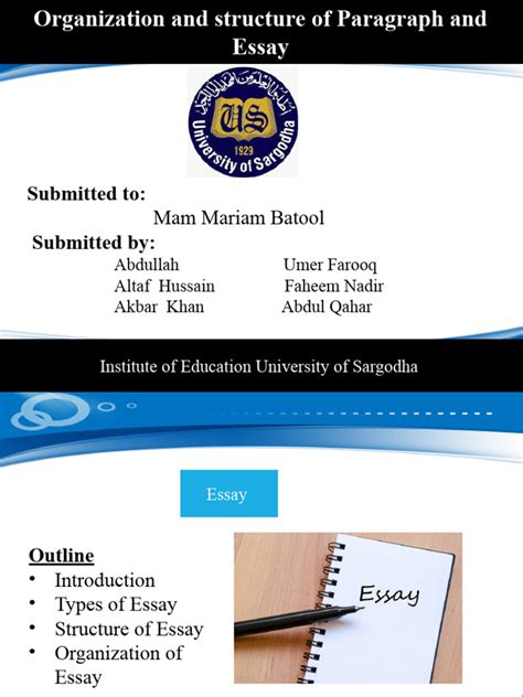 Organization And Structure Of Paragraph And Essay Pdf Essays Argument