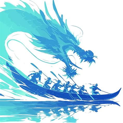 创意手绘卡通端午节赛龙舟插画设计 花瓣网