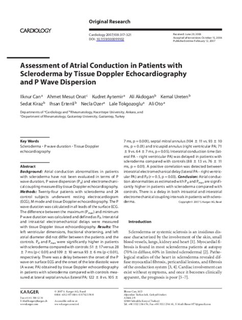 Pdf Assessment Of Atrial Conduction In Patients With Scleroderma By