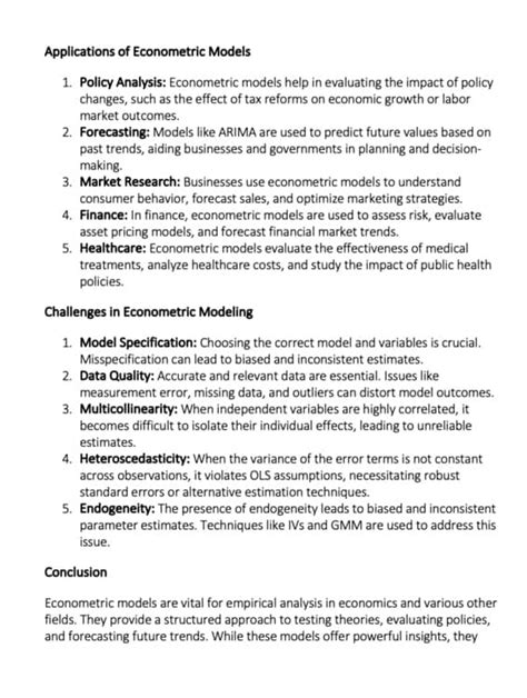 Econometric Models Personal Finance And Economics Reading Comprehension