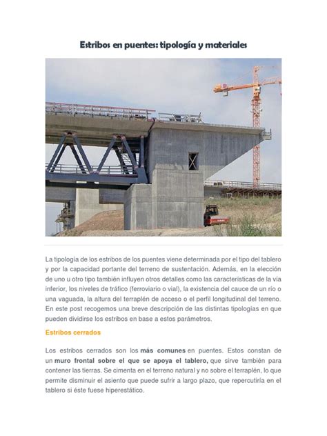 Estribos En Puentes Tipología Y Materiales Pdf Fundación