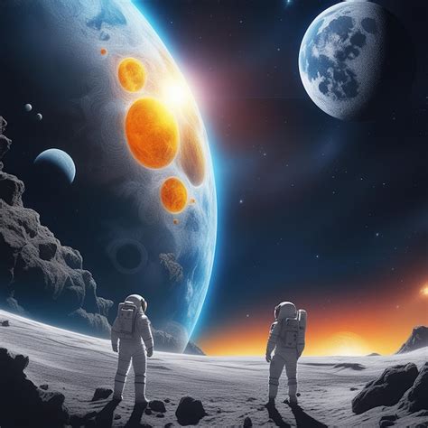 Premium Ai Image Space Sun And Moon And Galaxy