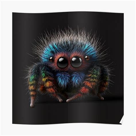 Cute Fluffy Jumping Spider Poster For Sale By Avicularious Redbubble