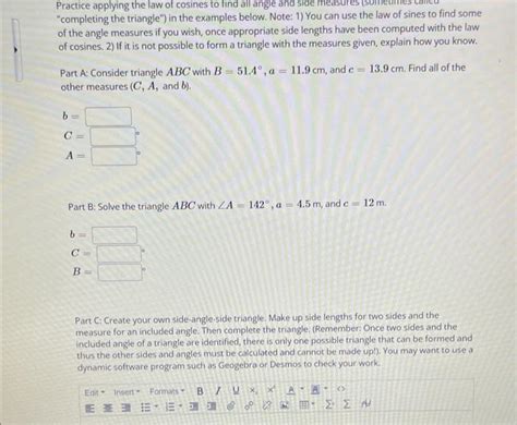 solved completing the triangle in the examples below