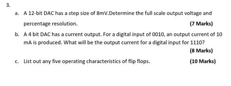 Solved A A Bit DAC Has A Step Size Of MV Determine Chegg Com