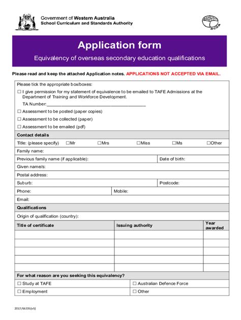 Fillable Online Senior Secondary Scsa Wa Edu Application Form Scsa