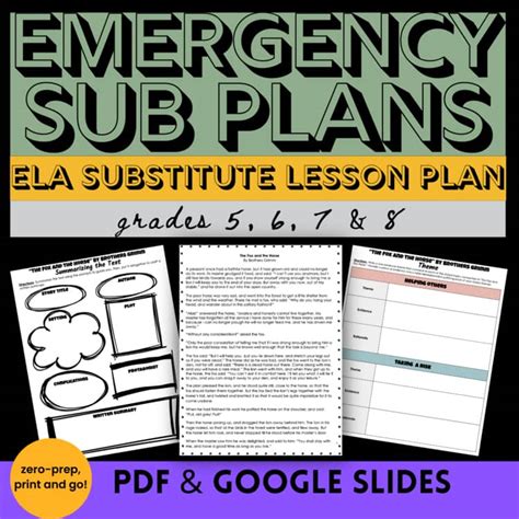 Emergency Sub Plans Middle School Ela Substitute Lesson Plans Tpt