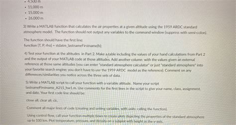 Solved The 1959 Ardc Model Atmosphere Has The Following