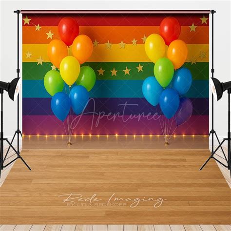 Pride Month Colored Balloon Wood Combo Set Backdrop Aperturee