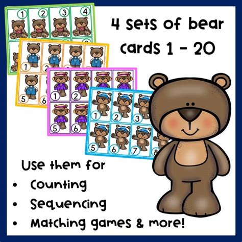 Counting Bears Math Mats Teddy Bears Picnic Counting Sequencing And