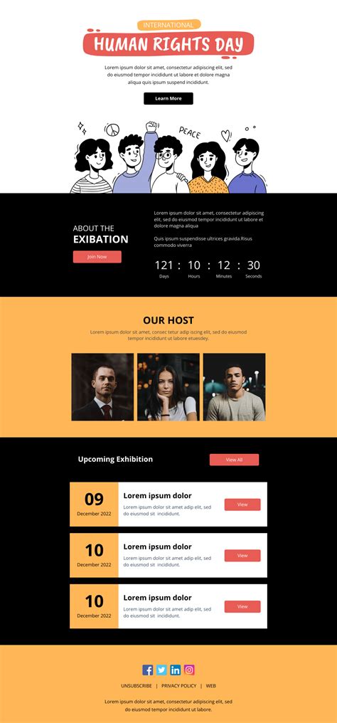 Human Rights Exhibition Email Template Unlayer Human Rights Exhibition Email Template Unlayer