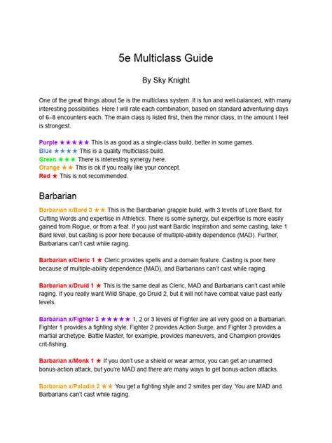5e Multiclass Guide Download Free Pdf Fantasy Role Playing Games