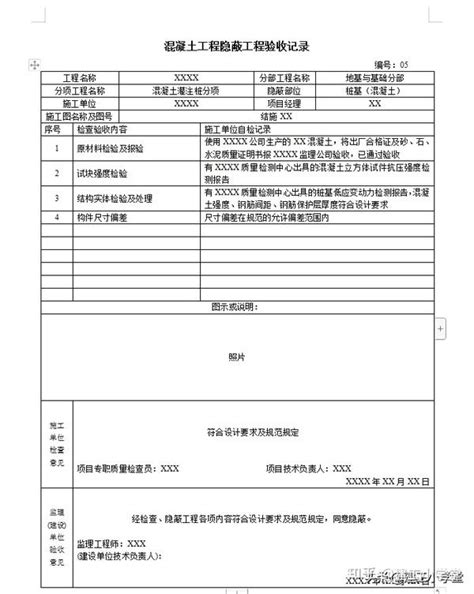 隐蔽工程检查验收附表格记录范例电缆管道验收记录，可直接打印使用 知乎