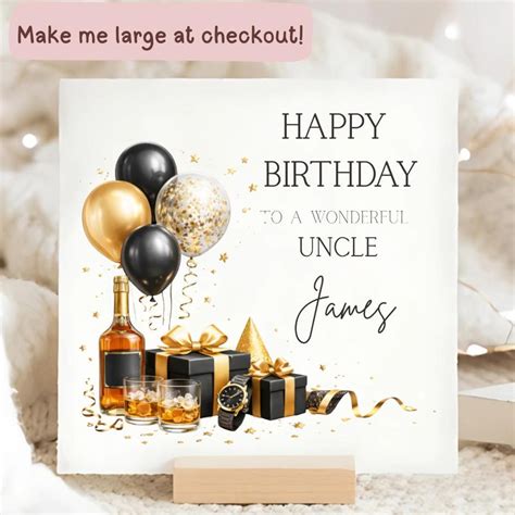 Uncle Whiskey Black Gold Birthday Card Personalised Uncle Card Happy