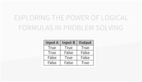 Exploring The Power Of Logical Formulas In Problem Solving Excel