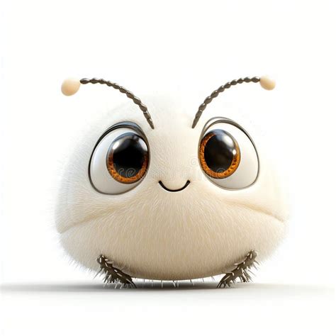 Cute Fluffy Cartoon Bug Adorable 3d Render Happy Insect Character Ai
