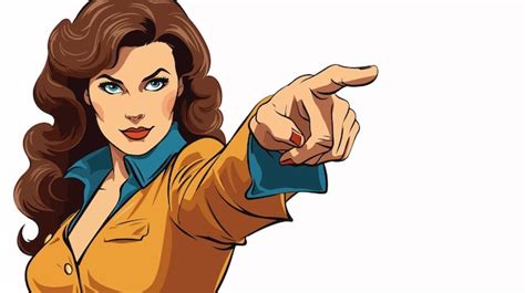 Retro Comic Book Style Cartoon Pretty Woman Pointing Premium Ai