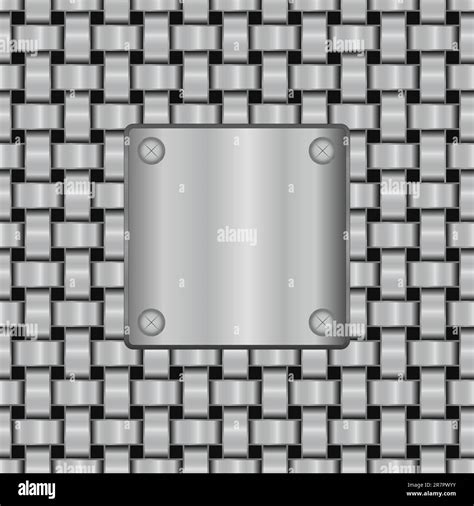 Vector Metal Shield On Seamless Metal Grid Texture Stock Vector Image