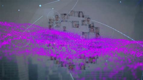 Digital Network Connections And Data Processing Animation Over Diverse