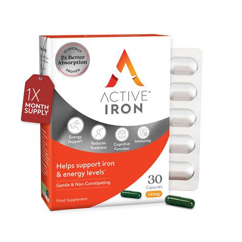 Active Iron Advance 25mg Non Constipating Iron 30 Iron Capsules