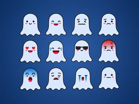 Premium Vector Collection Of Ghost Emoji Expression For Halloween
